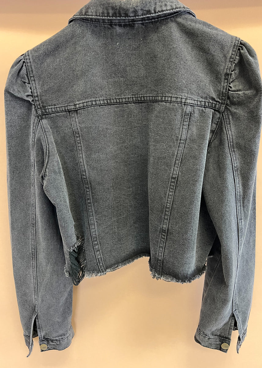 Puff Shoulder Denim Jacket– Fine Honey